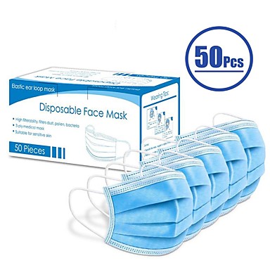 Disposable earloop face mask (blue) - 50pcs